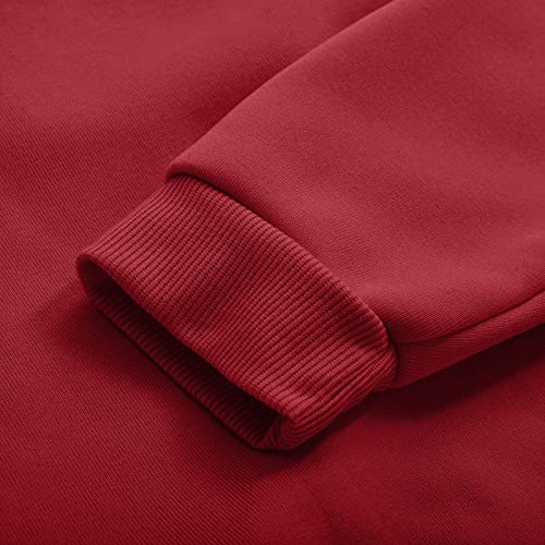 GuangYuan Women Long Sleeve Workout Tops Trendy Hoodies Pullover Long Sleeve Shirts Blouse Drop Shoulder Pullover Teen Clothes Red