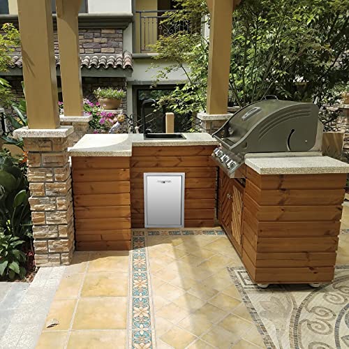 LMRSTOO Pull Out Trash Drawer Stainless Steel with 2 4.4 Gallon Trash Cans 19.7" D x 13.5" W x 19.3" H,Built-in Roll Out Outdoor/Indoor Kitchen BBQ Island Trash Bin Storage