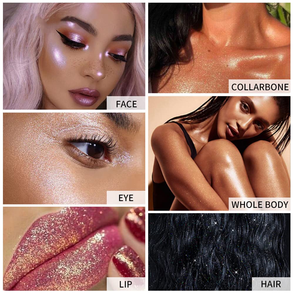Highlighter Powder Stick Shimmer Highlighter Powder, Body Glitter Highlighter Makeup,Glitter Contour Blush Powder Makeup for Face Body Lips Eyes