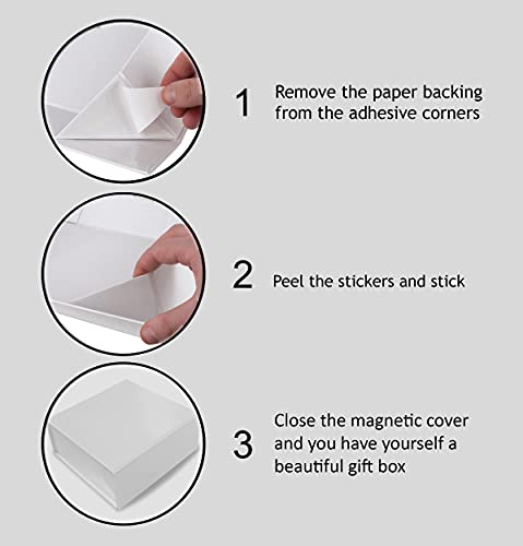 Purple Q Crafts SMALL White Hard Gift Box With Magnetic Closure Lid 4" x 4" x 1.6" Square Favor Boxes With White Glossy Finish (Inner size 3.75" x3.5" x1.5")(5 Boxes)