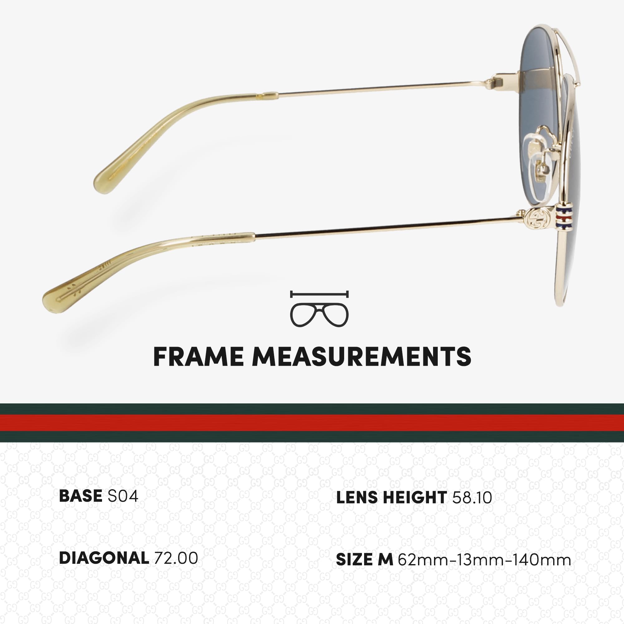 Gucci GG1280S Designer Lightweight Metal Aviator Shape Sunglasses: Aviator Frame Eyewear with Non-Polarized Lenses - Epitome of Luxury and Style