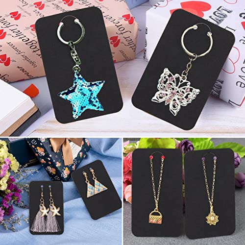 ZYNERY 100 PCS Keychain Display Cards, 3 x 4.7 Inch Keychain Holder with Self-Sealing Bags, Card Display Rack for Displaying Keyring Jewelry Bulk Keychains Packaging Supplies (Black)