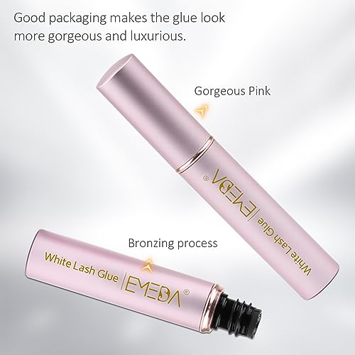 EMEDA Eyelash Glue for False Lashes Super Strong Hold Long Lasting 24H Waterproof Latex Free Best Lash Glue Eyes Strip White Clear Lash Adhesive 5ml 0.17oz