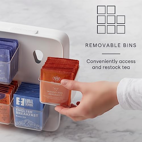 YouCopia TeaStand Tea Bag Organizer with Clear Removable Bins, Cabinet or Pantry Storage Caddy, 120-Bag