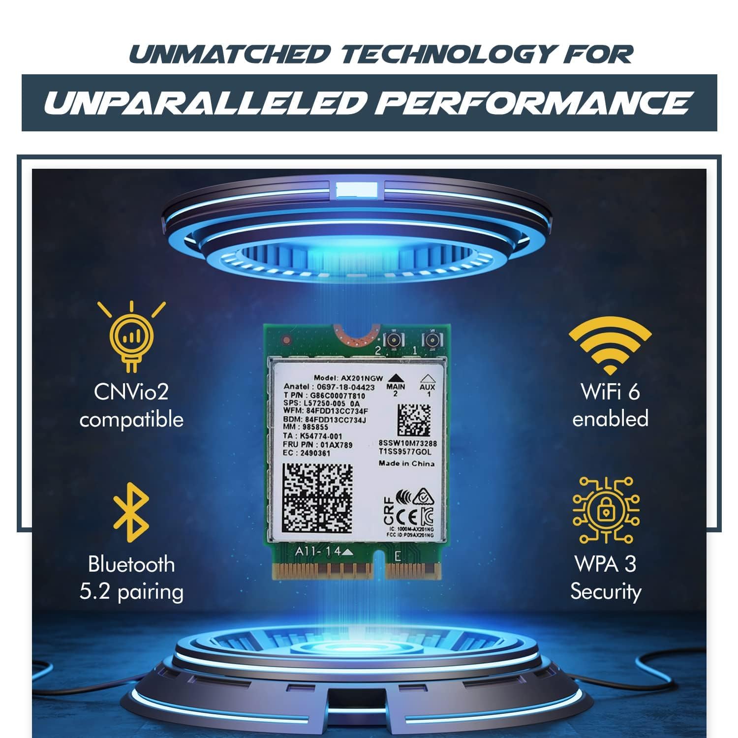 HighZer0 Electronics AX201 WiFi 6 Card | Dual Band Wi-Fi | 2.4 Gbps | CNVio2 M.2 WiFi Card for PC | Supports Bluetooth 5.2 | Requires Intel 10th+ Gen CPU with Windows 10+ or Linux | AX201NGW (AX201)