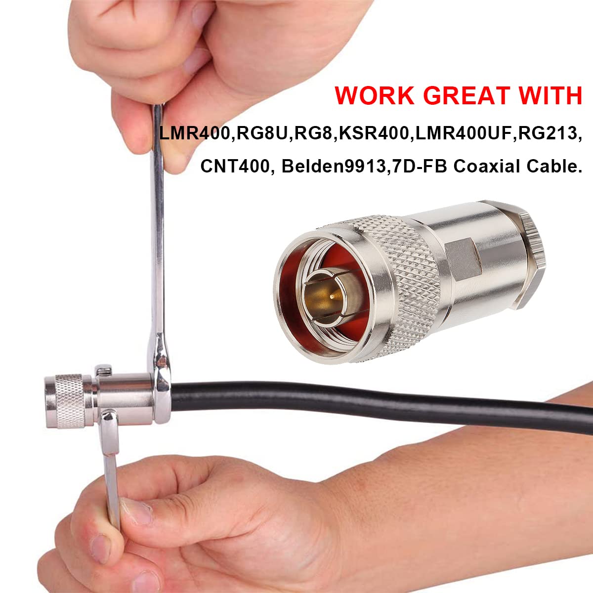 XRDS -RF N Male Connectors Clamp Plug Attach Adapter 50 ohm Rf Coaxial Connector for LMR400 /KMR400 Cable Belden 9913 RG8 Cable Pack of 2 Pieces