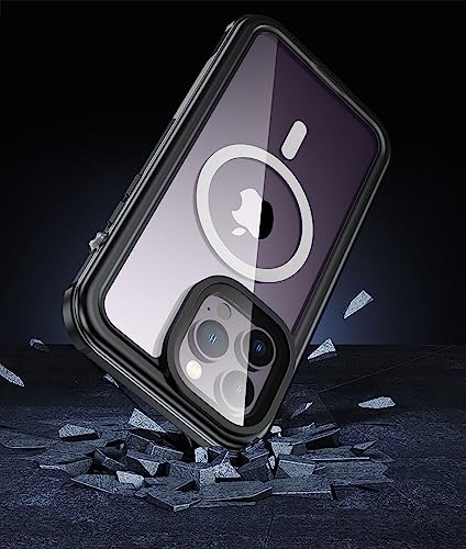 Menyadoo Designed for iPhone 14 Pro Waterproof Case - Full Body Protective Case Shockproof Dustproof Protection Phone Case with Built in Screen Protector for iPhone 14 Pro 6.1 inch Black