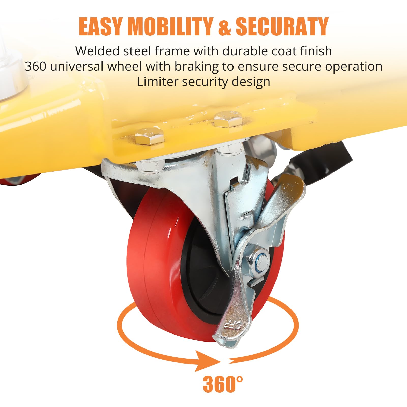 Hydraulic Lift Table Cart 500lbs, Lift Table Capacity 28.4" Lifting Height, Manual Single Scissor with Pressure Relief Bar, 4 Wheels Non-Slip Pad Thickness 3mm for Material Handling