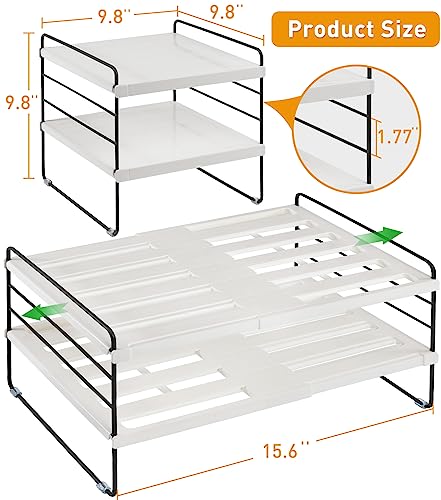 JUPELI Foil and Plastic Wrap Organizer, Expandable Kitchen Pantry Storage, Height Adjustable Cabinet Organizers and Storage, Storage Rack for Kitchen Organization, Aluminum Foil -3 Tier 9.8" to 15.6"L