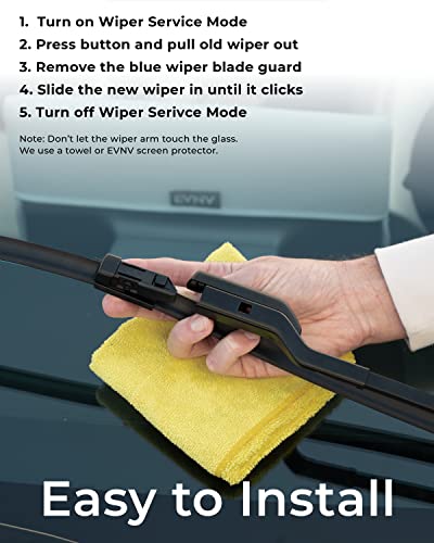 EVNV Tesla Model Y Windshield Wiper Blades - Streak Free Performance - OEM Replacement 26" + 20" Wiper Blade Set - Fits 2020-2022 Model Y