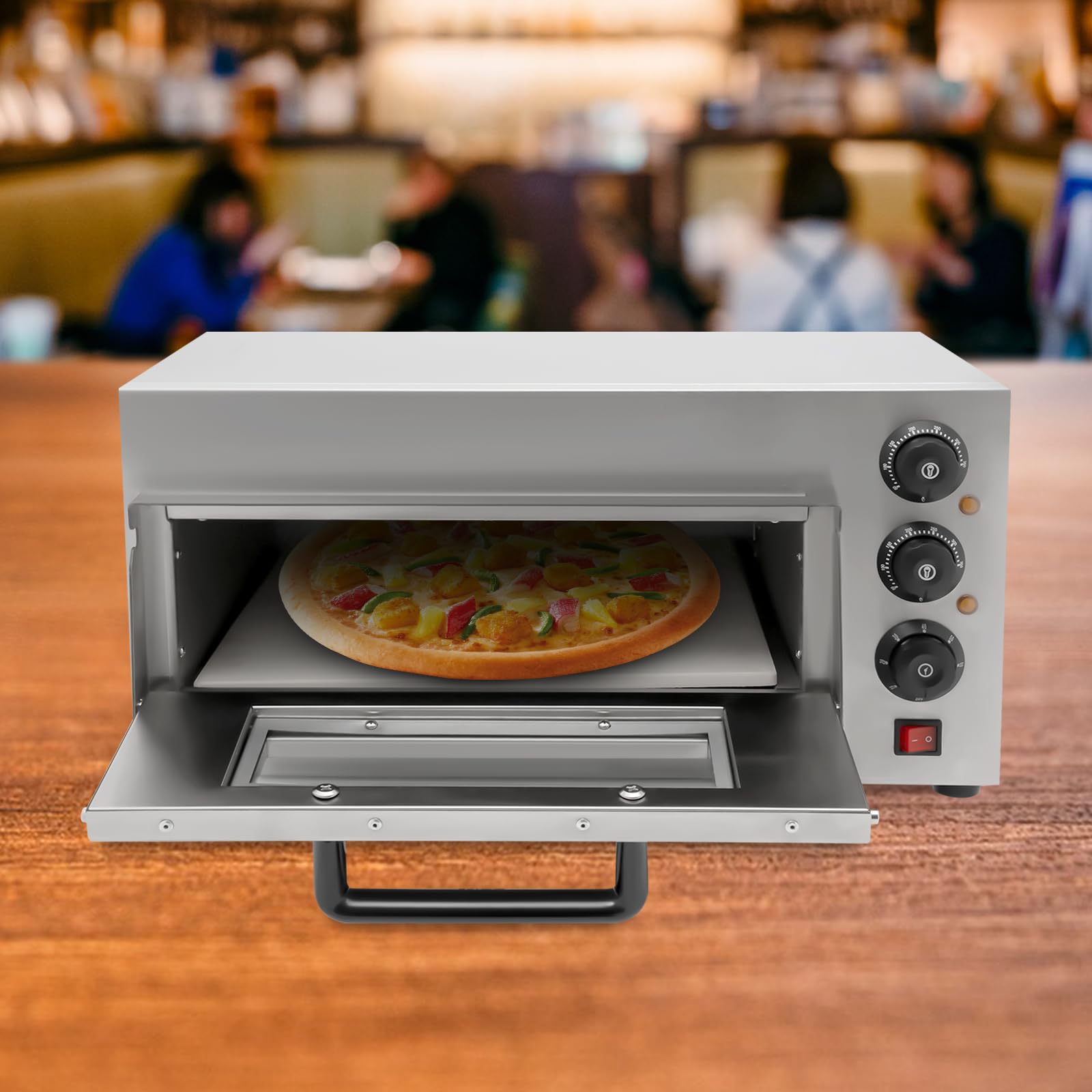 Surneis Pizza Oven, Countertop Microwave Ovens, Commercial Ovens with Thickened Insulation, 1.3KW Indoor Pizza Oven, Adjustable Temperature and Time for Families, Parties, Barbecues
