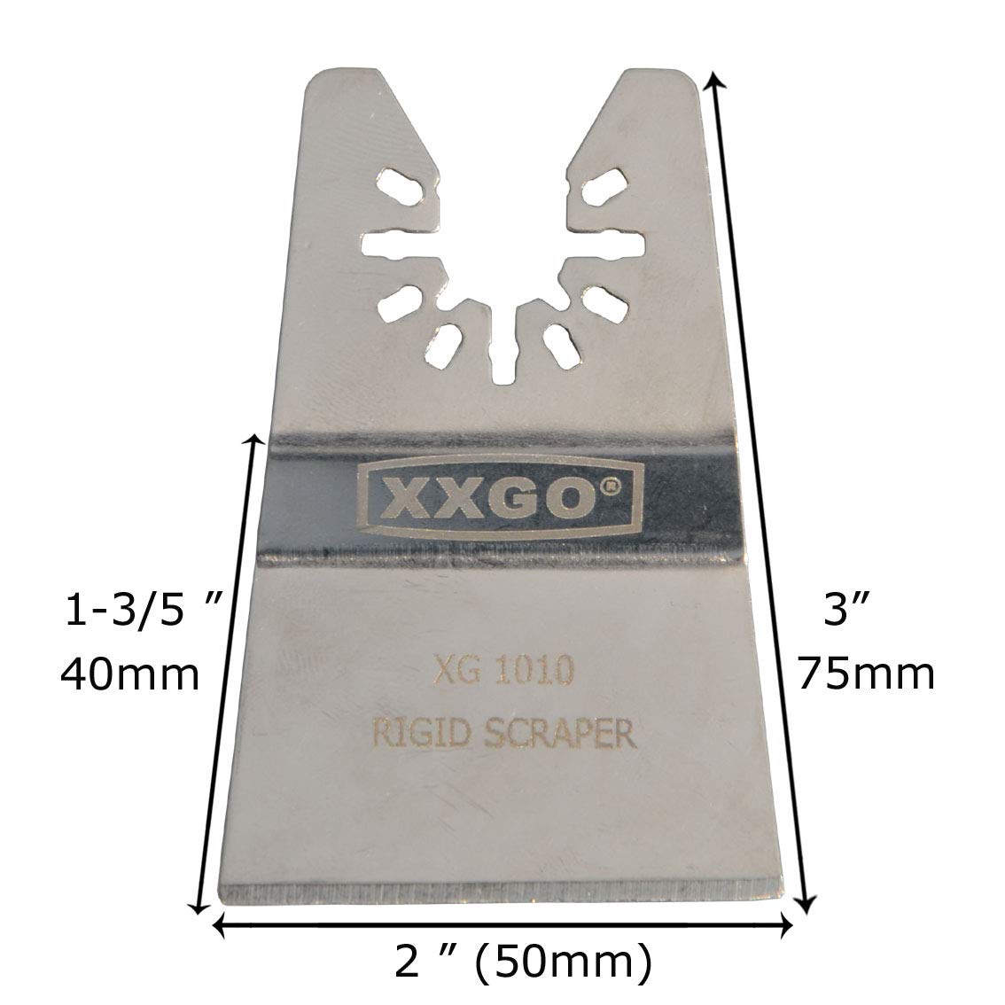 XXGO 2 Pcs Universal 2β Rigid Oscillating Tool Scraper Blades Compatible with Bosch Chicago Craftsman Dewalt Dremel Fein Harbor Freight Makita Milwaukee Porter Cable Ridgid Ryobi Rockwell XG1002