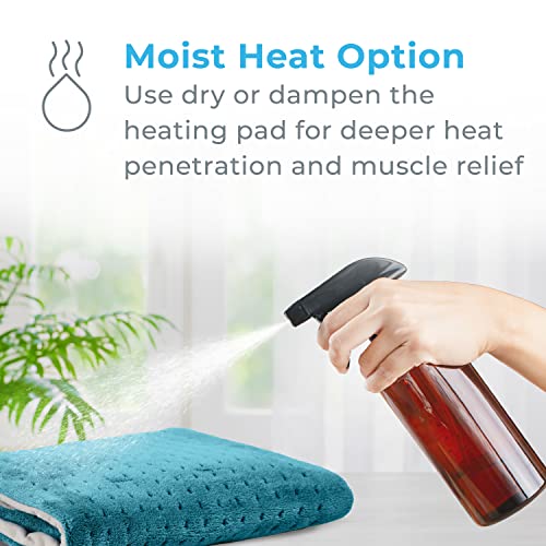 Pure Enrichment® PureRelief™ XL Heating Pad - LCD Controller with 6 InstaHeat Settings for Cramps, Back, Neck, & Shoulder Pain Relief, Moist Heat Option, Machine Washable, 12" x 24" Storage Bag (Blue)