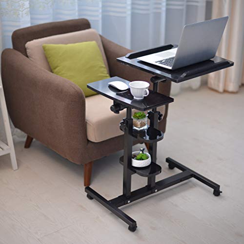 Small Desks for Home Office Small Spaces Bedside Sofa Computer Working Reading Writing Desk Folding Adjustable Mobile Standing Table (Black)