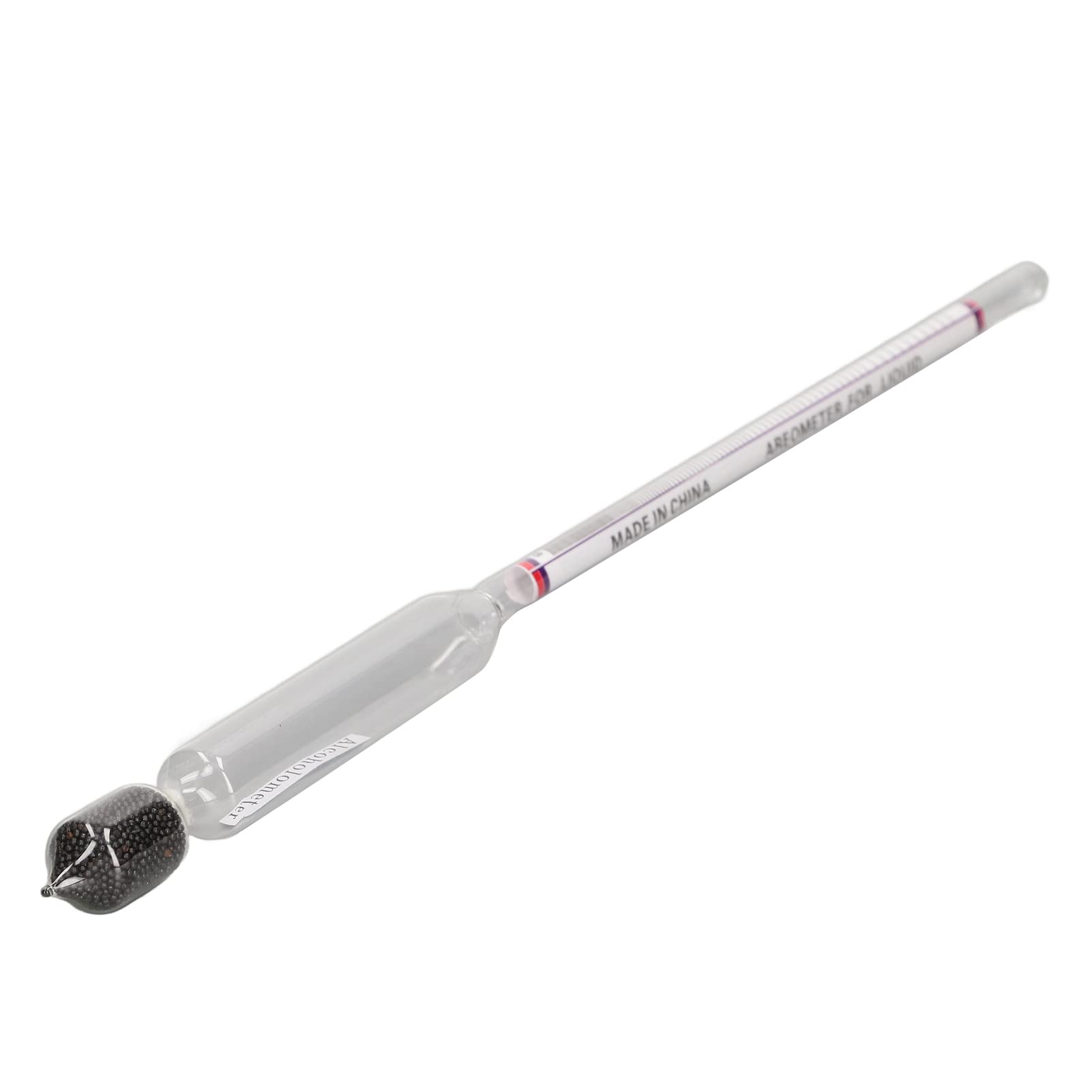 Hydrometer, 0-100 Scale Alcohol Meter Glass for Office