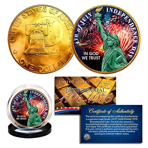 Independence Day July 4th - 1976 IKE Eisenhower Dollar U.S. Coin 24K Gold Plated