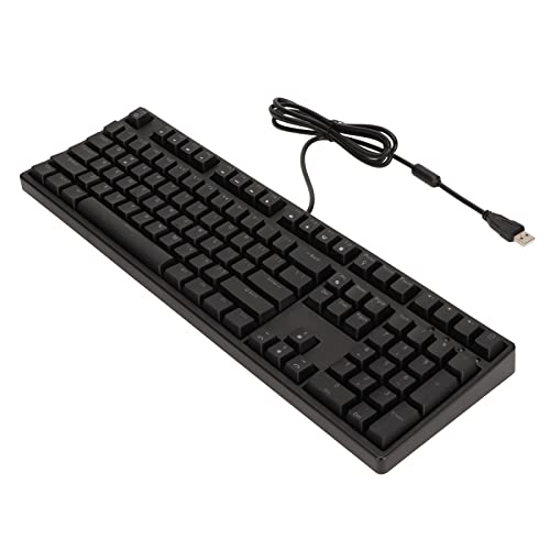 KOSDFOGE Red Switch Keyboard, 108 Keys Professional Wired Red Switch Gaming Keyboard Ergonomic White ABS Backlit Mechanical Keyboard for PC Laptop Computer Black