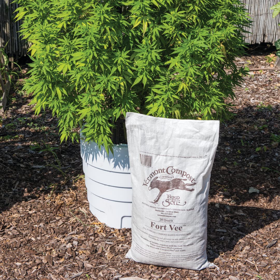 Vermont Compost Company Fort Vee - Organic Potting Soil Mix | High-Nutrient Compost-Based Potting Soil for Indoor & Outdoor Container Seed Starting, Plants & Vegetables Organic Gardening | 20 Quarts