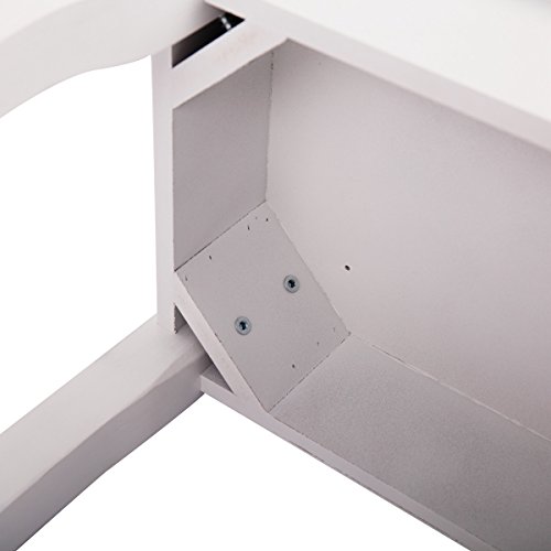Tidyard Vanity Table and Chair Set, Makeup Dressing Table with Mirror and Large Drawer, Thick Padded Stool - White