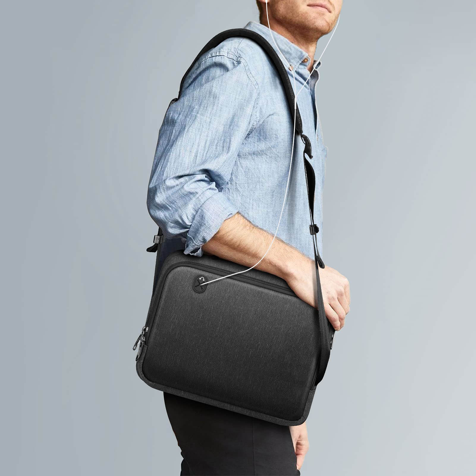 FINPAC Tablet Shoulder Bag for 11 Inch iPad Pro (4th/3rd/2nd/1st Gen) 2022-2018, 10.9 Inch iPad 2022, iPad Air 5/4, 10.2 Inch iPad, Padded Carrying Case for Surface Go, Galaxy Tabs, Black