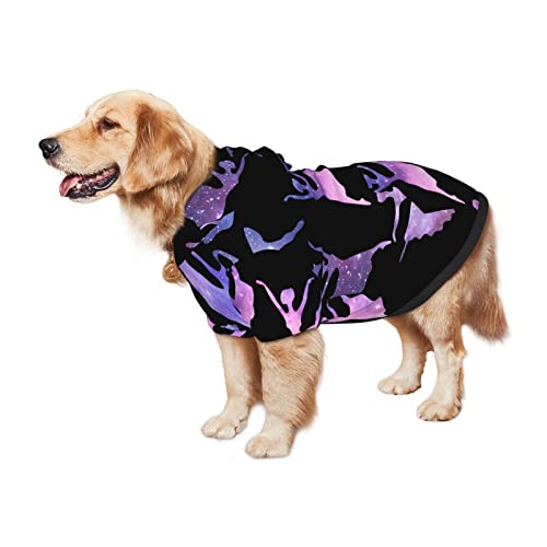 Large Dog Hoodie Ballet-Dance-Galaxy Pet Clothes Sweater with Hat Soft Cat Outfit Coat Large