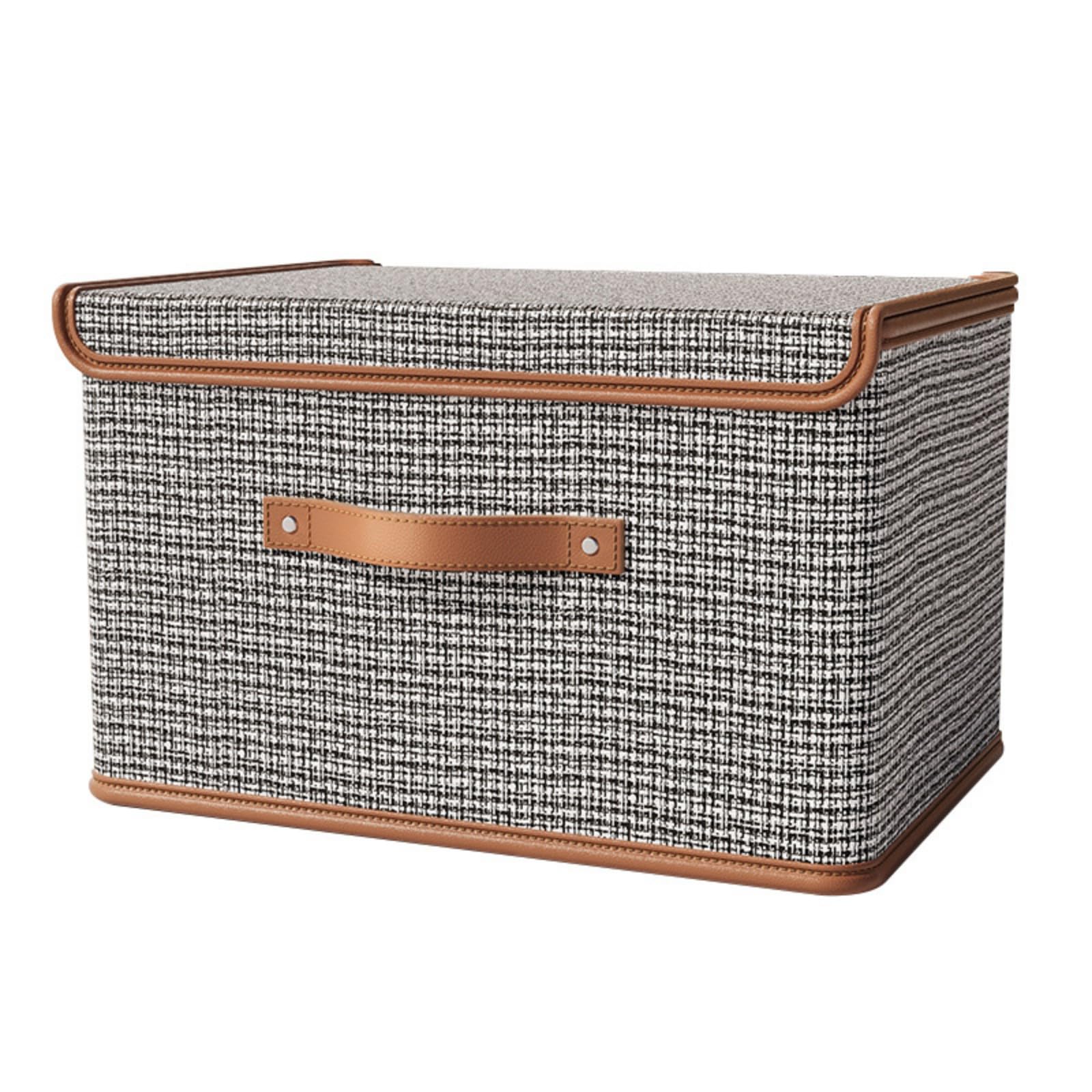 MALOKI Large Storage Bins with Lids Fabric Cotton Linen Collapsible Basket Decorative Storage Boxes Organizer Containers Baskets Cube with Handles Divider for Organizing Home Bedroom Closet Office