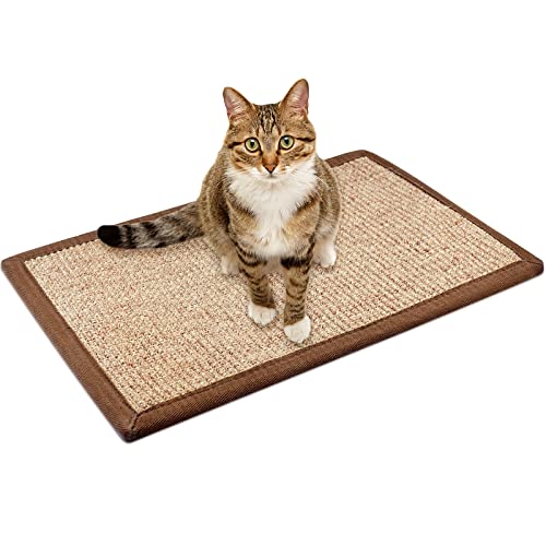 PurrNbark Cat Scratcher for Indoor Cats 23.6 x 15.7 Inch Natural Sisal Cat Scratch Pad Thickened Cat Scratch Mat Durable Scratching Board No Mess