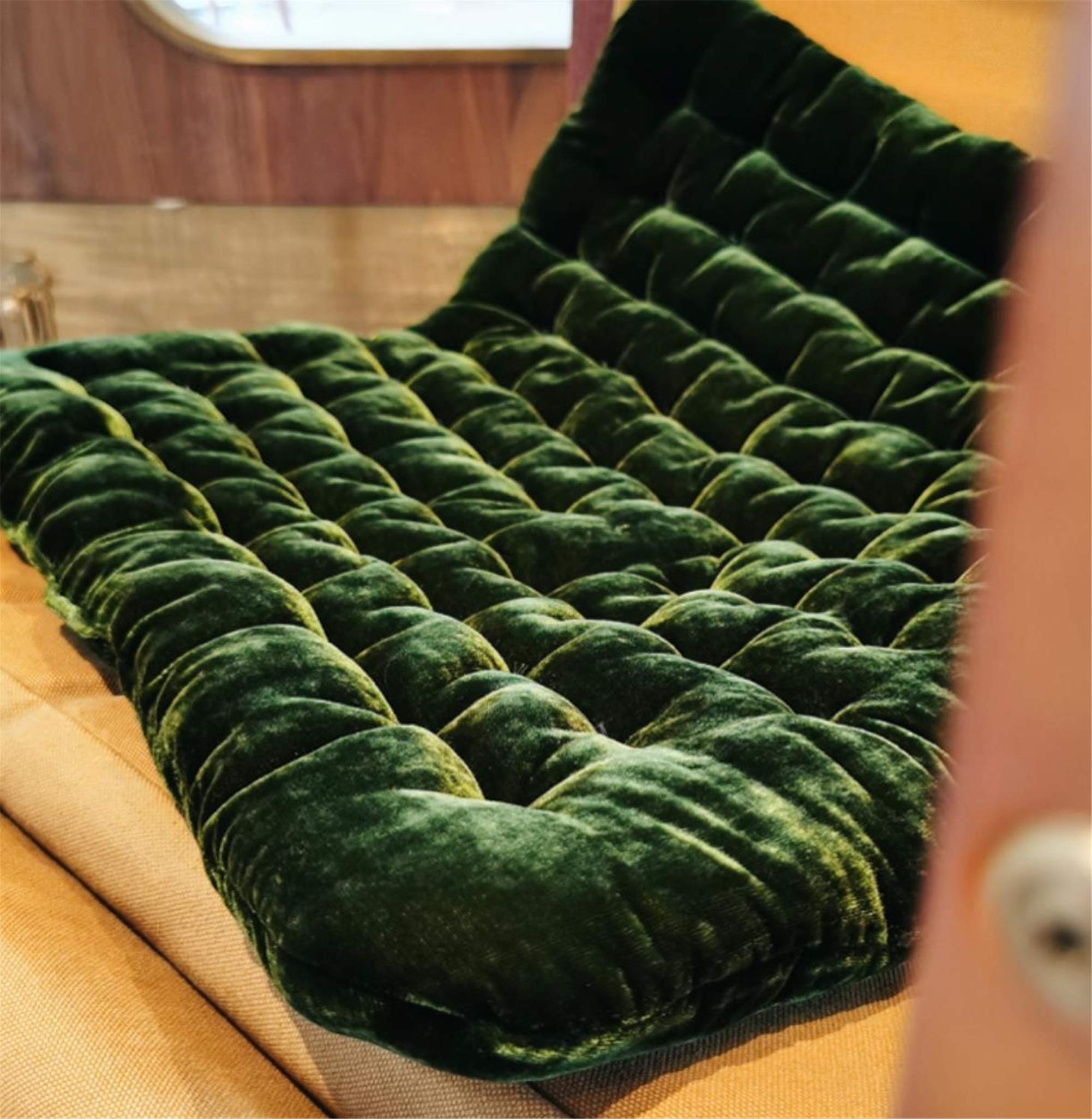 Emerald Velvet Sofa Decor Cushion, French Mattress Cushion for Rocking Chair, Floor Velvet Seat Pad 17 Inches (Emerald)
