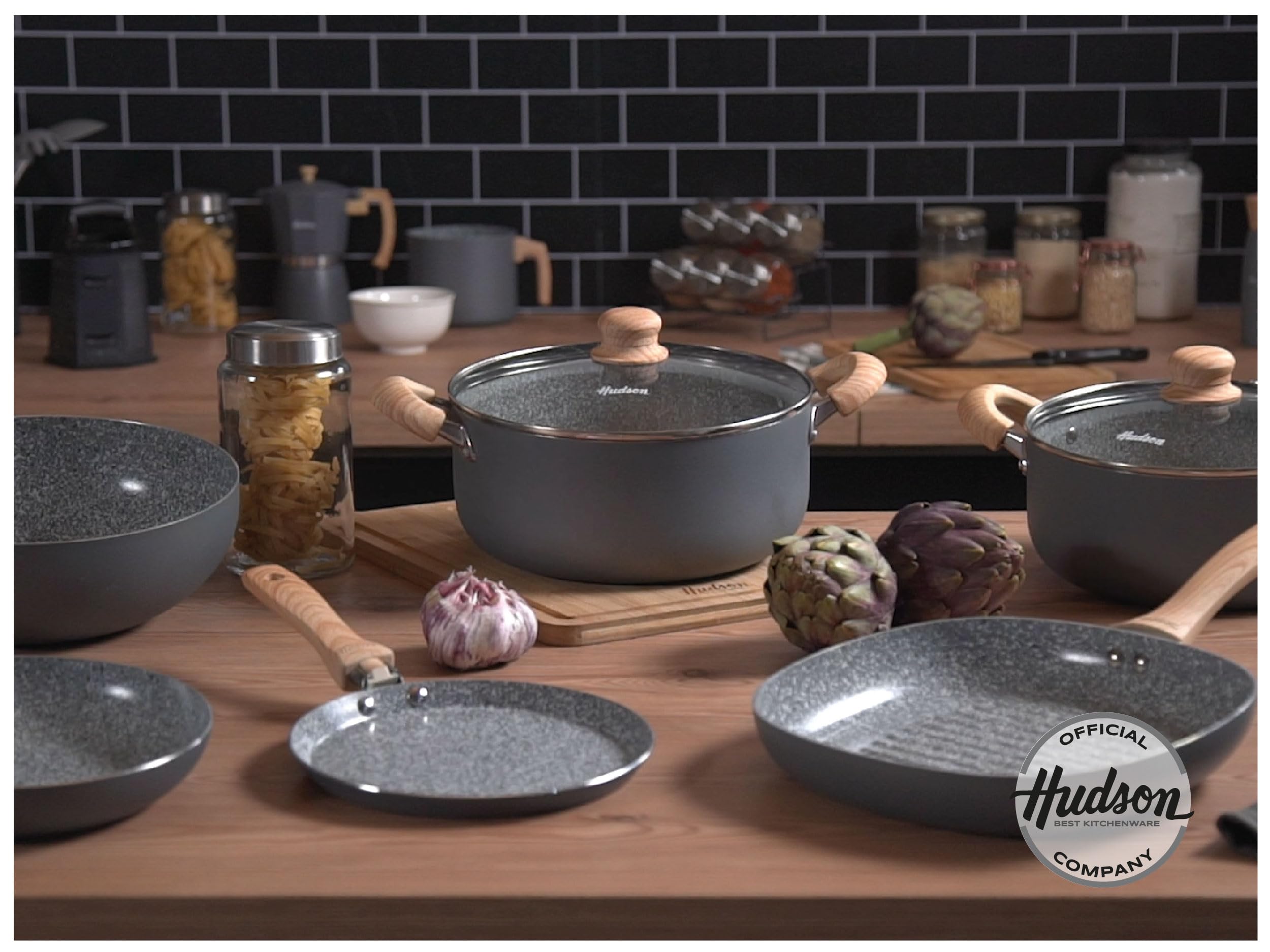 HUDSON Forged Nonstick Milk Pot Cookware, Pots and Pans, Dishwasher Safe, Granite