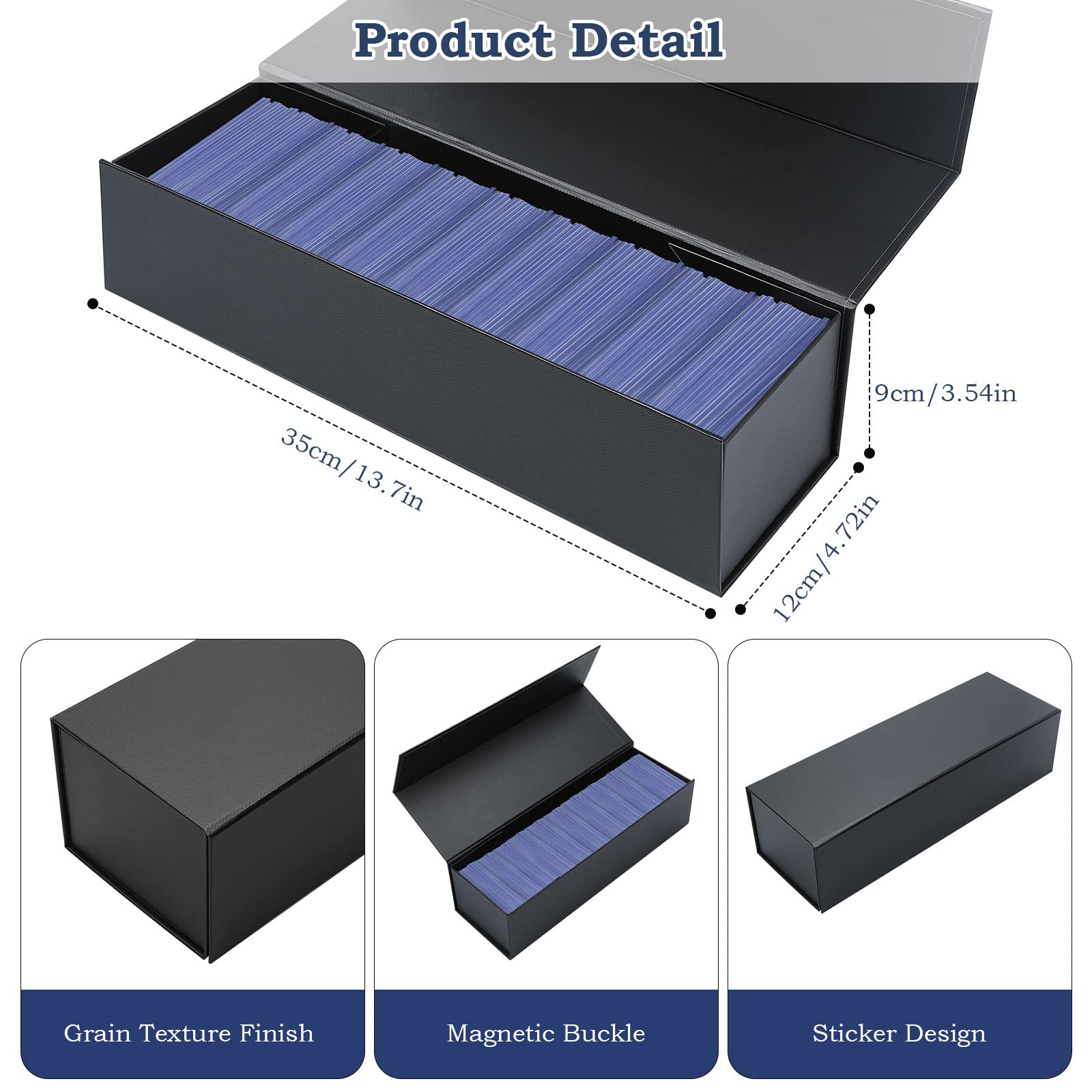 HYMENEX Trading Card Storage Box, Trading Cards Holding Box for 200 Cards with Toploader, Card Storage Box Holds 900 Cards Baseball Card Storage Box - 4 Packs