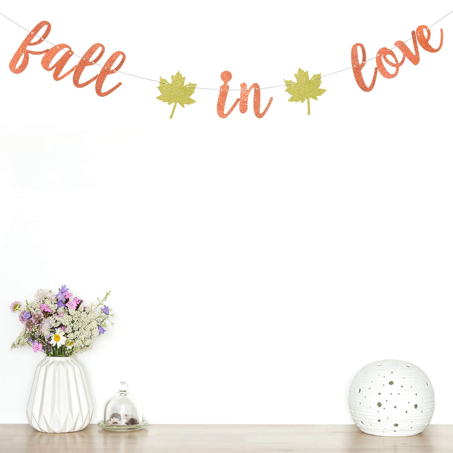 Rose Gold Glitter Fall in Love Banner-Fall Autumn/Wedding/Engagement/Bridal Shower Party Favors Supplies