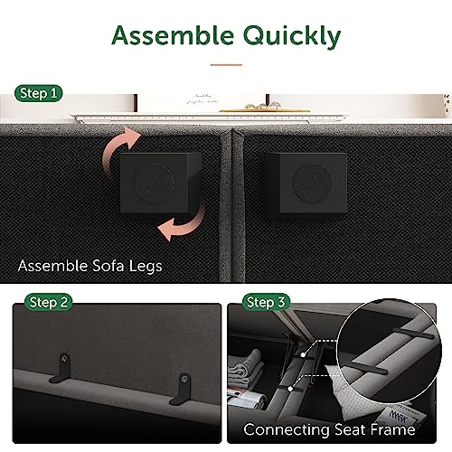 HONBAY Modular Sectional Sofa Velvet U Shaped Couch with Ottomans Convertible Sectional Couch 7 Seater Sofa with Storage Seat, Grey