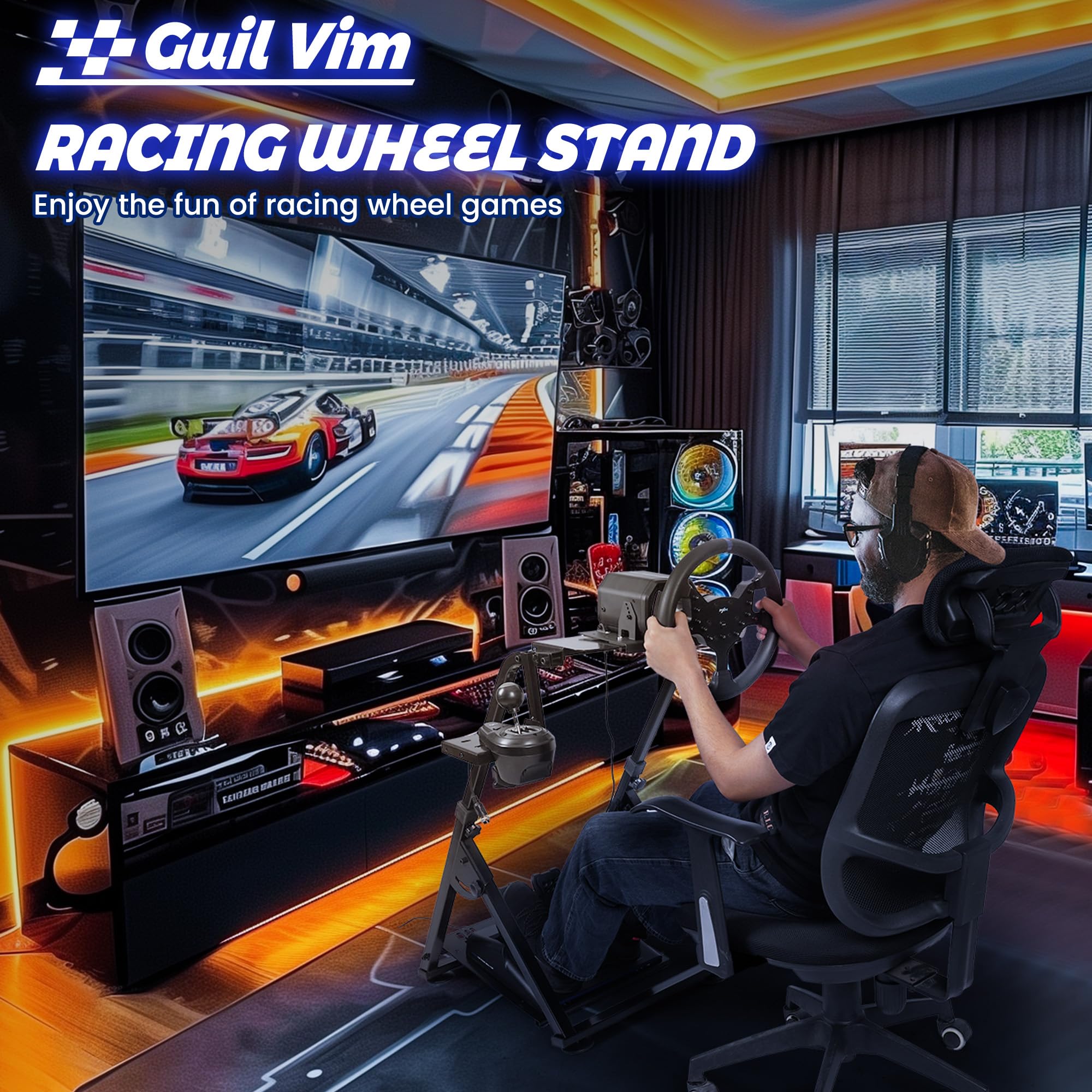 Guil Vim Racing Wheel Stand Steering Wheel Stand Shifter Mount Adjustable Racing Stand for Logitech G29 G920 G27 G25 G923 Supporting Thrustmaster T248X T248 T300 T150 458 TX PS3 PS4 PS5 PC