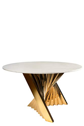 Statements by J Waterfall Marble Top Dining Table, Gold, White