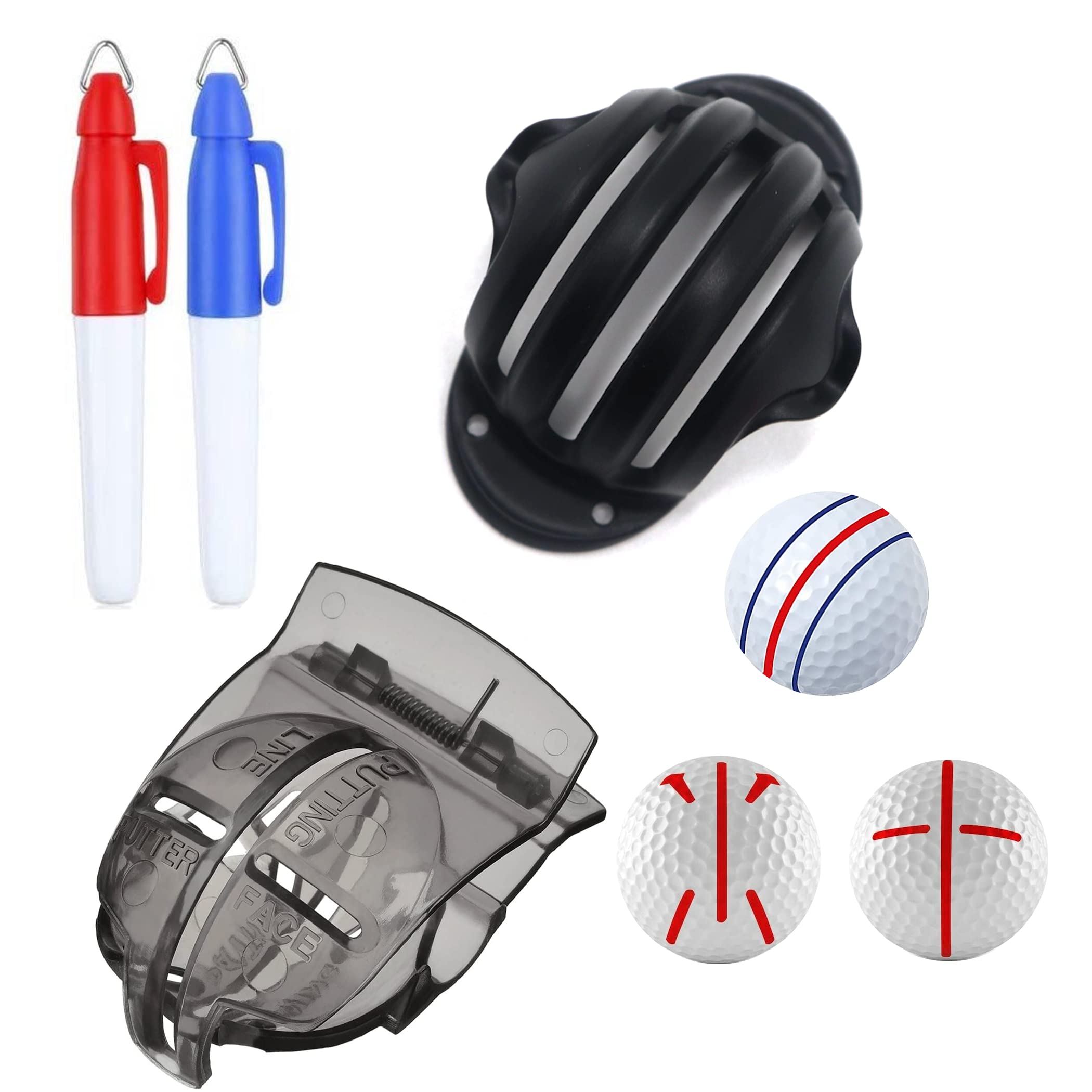 FAVORGEAR Golf Ball Marker Kit,Golf Ball Line Drawing Marker Tool,Golf Ball Marking Tool,Golf Ball Liner with Markers,Golf Ball Marking Stencils,Golf Accessories Alignment and Identification Tool