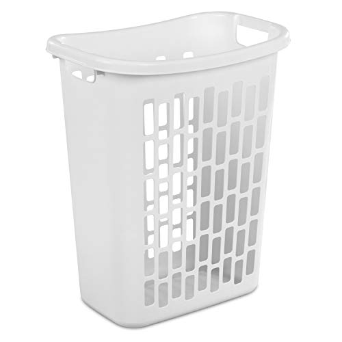 Sterilite Rectangular Open Laundry Hamper, Tall and Slim Plastic Hamper with Handles for Carrying Clothes to and from the Laundry Room, White, 6-Pack