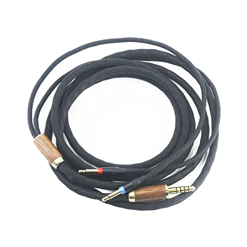 NewFantasia 4.4mm Balanced Male 6N OCC Copper Silver Plated Cord 4.4mm Balanced Cable Compatible with Denon AH-D7200 AH-D7100 AH-D9200 AH-D5200, for Focal Elear Headphone Walnut Wood Shell