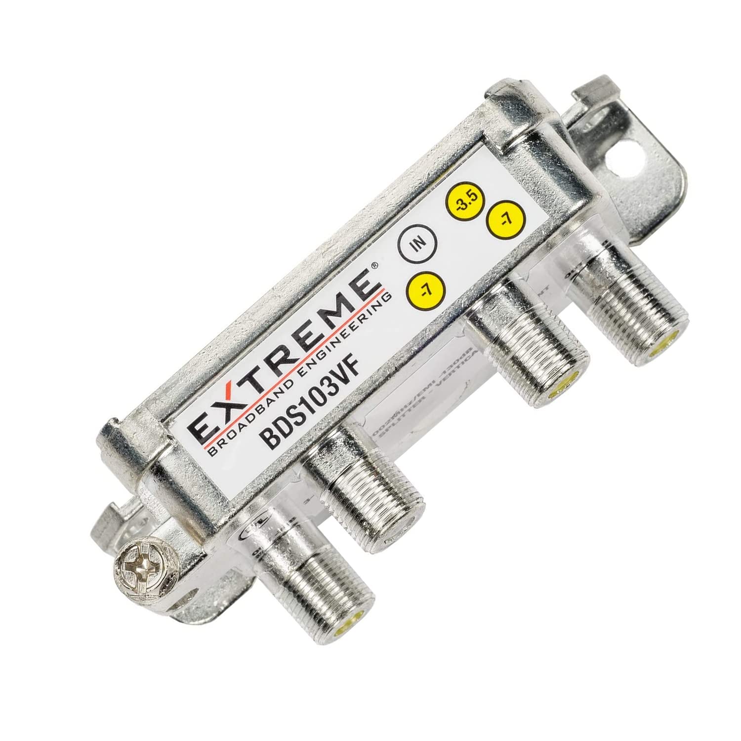 Extreme Broadband BDS103VF 3-Way Digital Splitter - Vertical Flex-Mount True Flex RG6 Coaxial Splitter