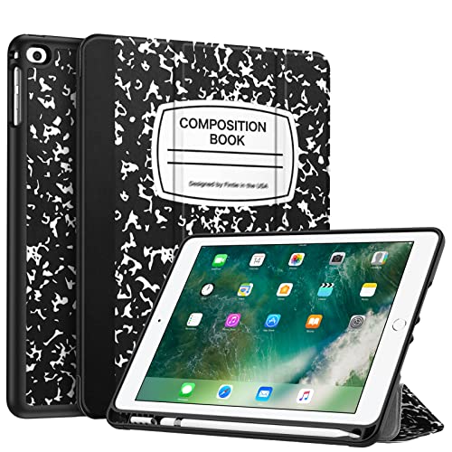 Fintie SlimShell Case for iPad 6th Generation 2018 / iPad 5th Gen 2017/ iPad Air 2 / iPad Air - [Built-in Pencil Holder] Soft TPU Back Cover w/Auto Wake Sleep for iPad 9.7", Emerald Marble