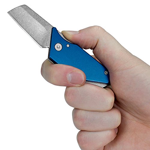 Kershaw Pub, Blue Multifunction Pocket Knife (4036BLUX) with 1.6 Inch 8Cr13MoV Stonewash Blade and Black Handle, Includes a Screwdriver Tip, Pry Bar, Key Chain Attachment and Bottle Opener