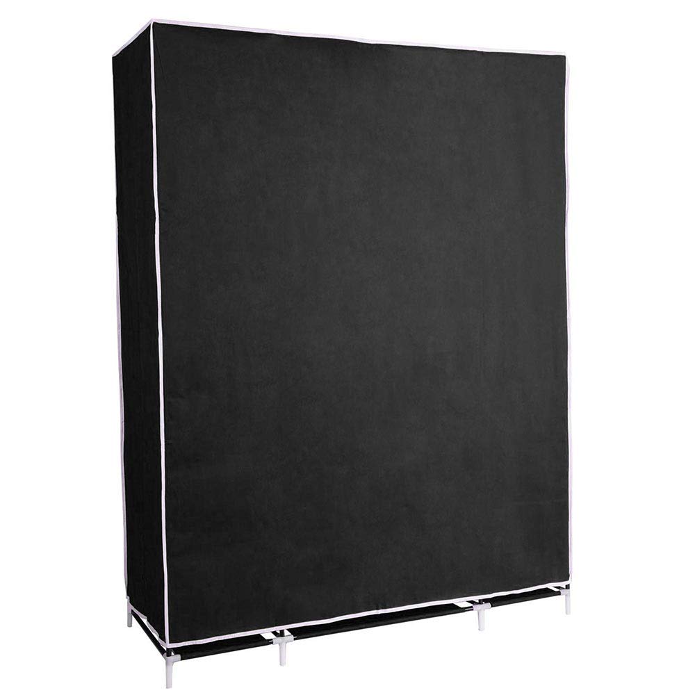 YesHom 50" Portable Non-Woven Fabric Wardrobe Bedroom Closet Clothes Cupboard Hanging Rail Storage Organizer Shelf Back
