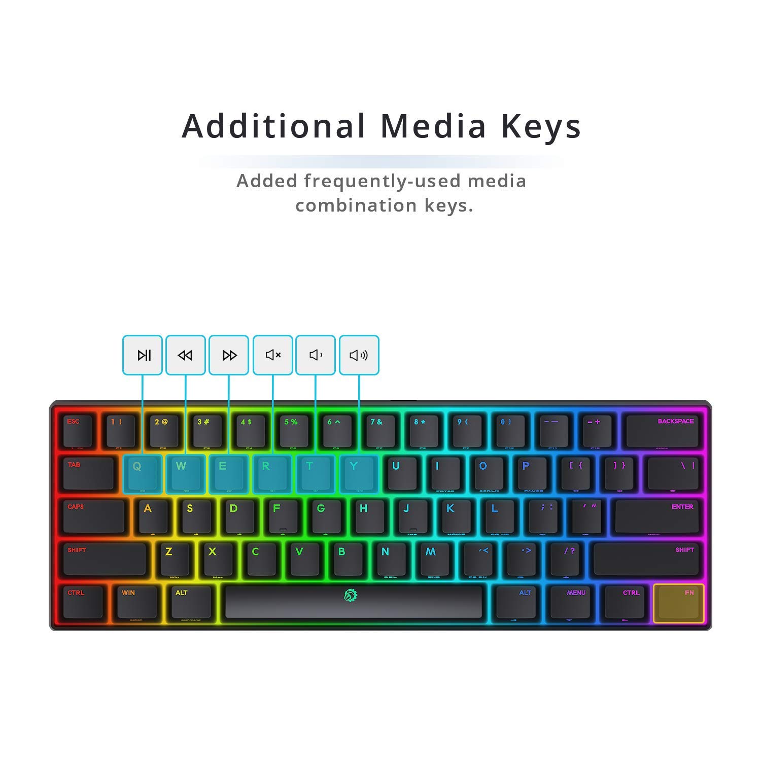 DREVO Seer MAX 60% Triple Mode Wireless Bluetooth 5.1/2.4G/ USB-C RGB Backlit Mechanical Keyboard, Ultra Compact Gateron Switch Brown Switch, Black