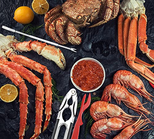 WENDOM Crab Lobster Crackers and Tools Set 3pcs Includes Crab Leg Crackers, Lobster Shellers, Crab Forks/Picks and Portable Storage Bag Seafood Tools (3)