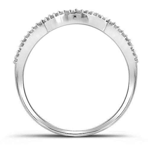 FB Jewels 10K White Gold Womens Round Diamond Cluster Bridal Wedding Engagement Ring Band Set 1/2 Cttw Size 7