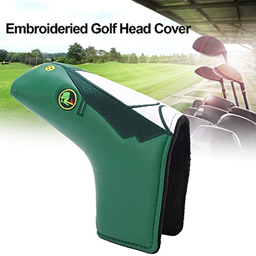 Golf Putter Cover, L Shaped Embroideried Decoration Durable Thickened PU Leather Golf Club Head Protector Portable for Holiday Present for Birthday Gift