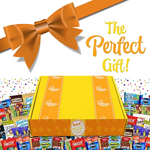 Snack Box Care Package (120 Count) Variety Snacks Gift Box - College Students,Back to school Military, Work or Home - Chips Cookies & Candy! Sweet Choice