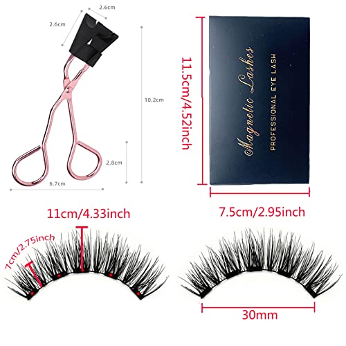 Dual Magnetic False Eyelashes Set,No Eyeliner or Glue Required Reusable Natural Look False Eyelashes Black Eyelashes Lightweight and Easy to Wear 2 Pairs