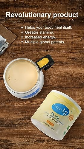 HYPERIG PL-100 2 Pack Protein Powder & 1 Auto Stirring Mug Original Hyperimmune Egg Supplement with Immune Components Magnetic Mug Stainless Steel 31 (4.5g) Servings by BeyondIgY