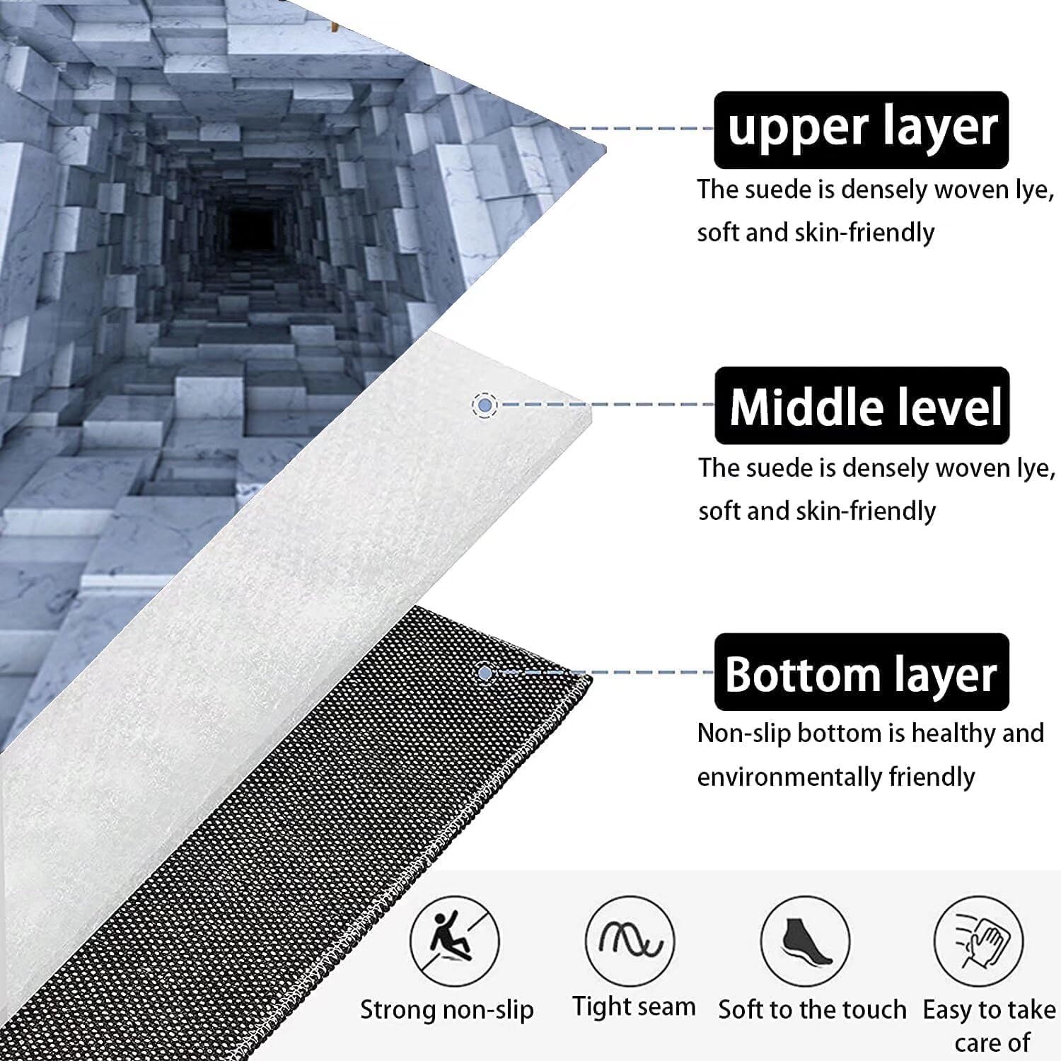 Marble Brick Bottomless Hole Floor Carpet Mat for Kids Playroom 3D Trap Optical Visual Illusion Living Room Small Area Rug Entrance Door Mats,2'x3'