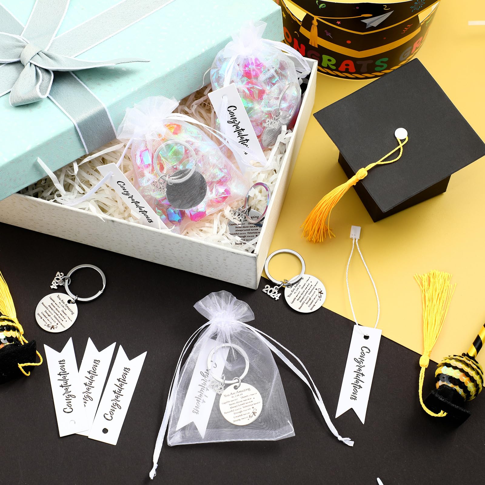 Kigeli 30 Pcs Class of 2024 Keychain Graduation Gift Keychain Bulk Inspirational Key Chain for Senior High School College (Bible)
